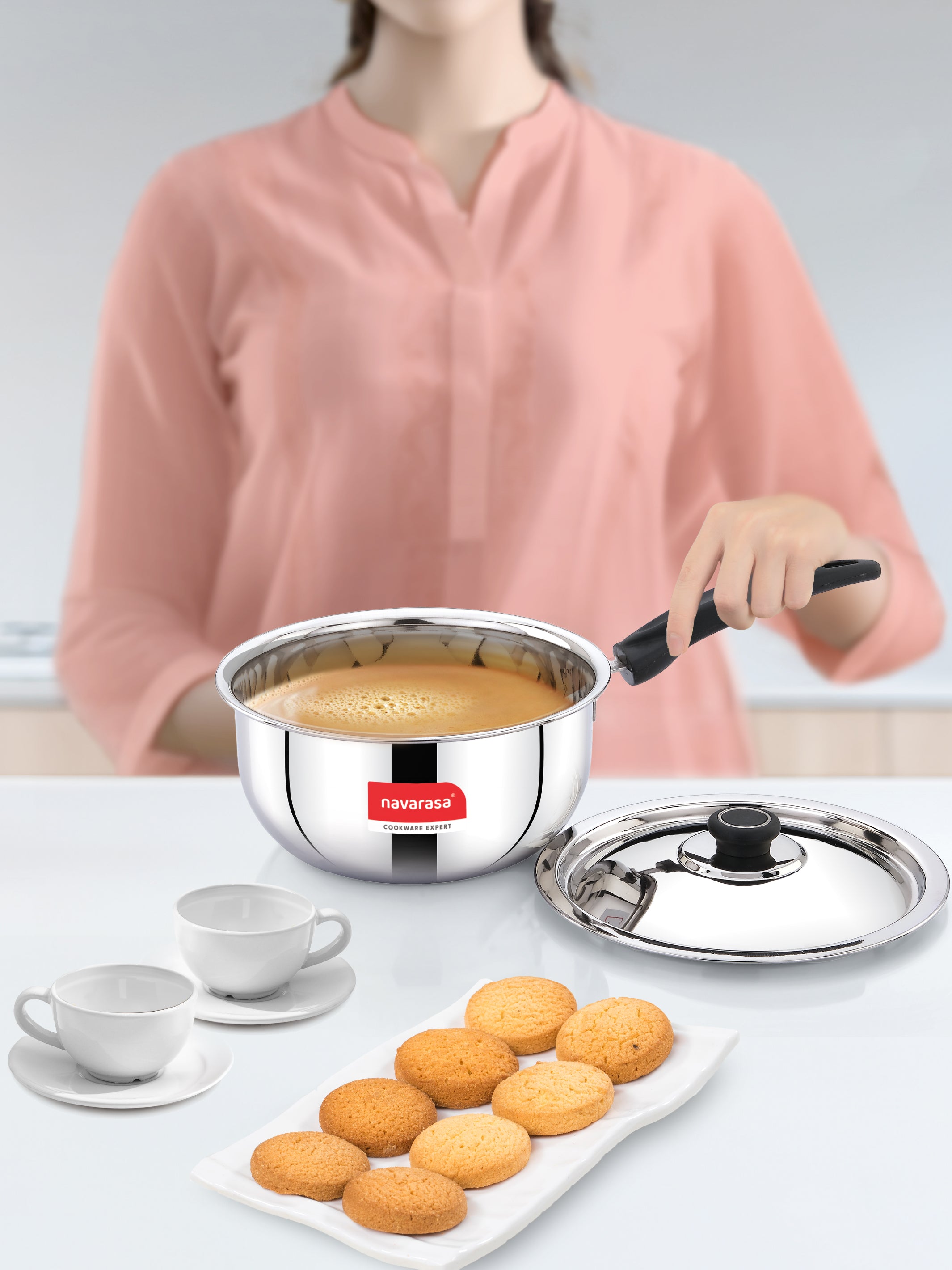 Navarasa Sauce Pan | 1000ml with Lid | Stainless Steel - Induction Com ...